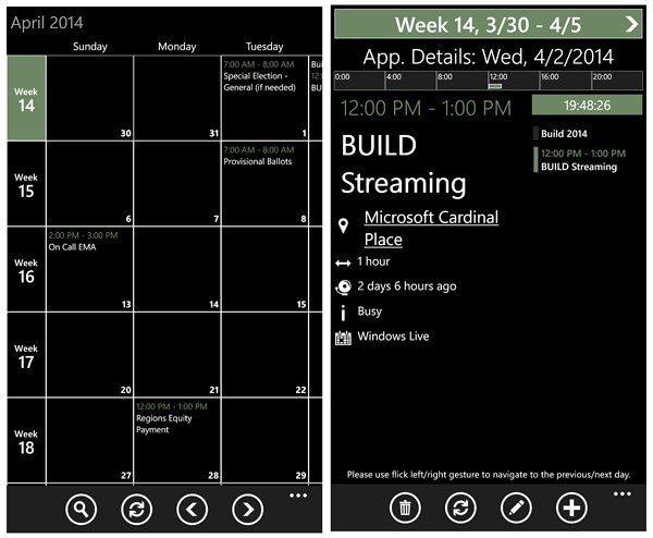 Week View 8, your Windows Phone schedule one week at a time | Windows ...