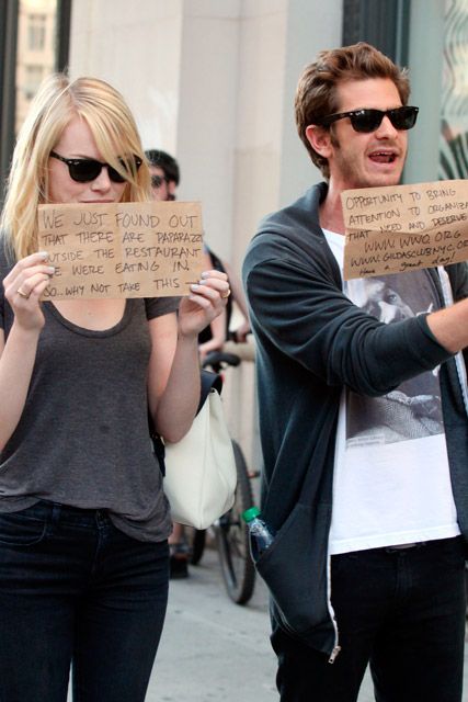 Emma Stone and Andrew Garfield use the paparazzi to help charities ...