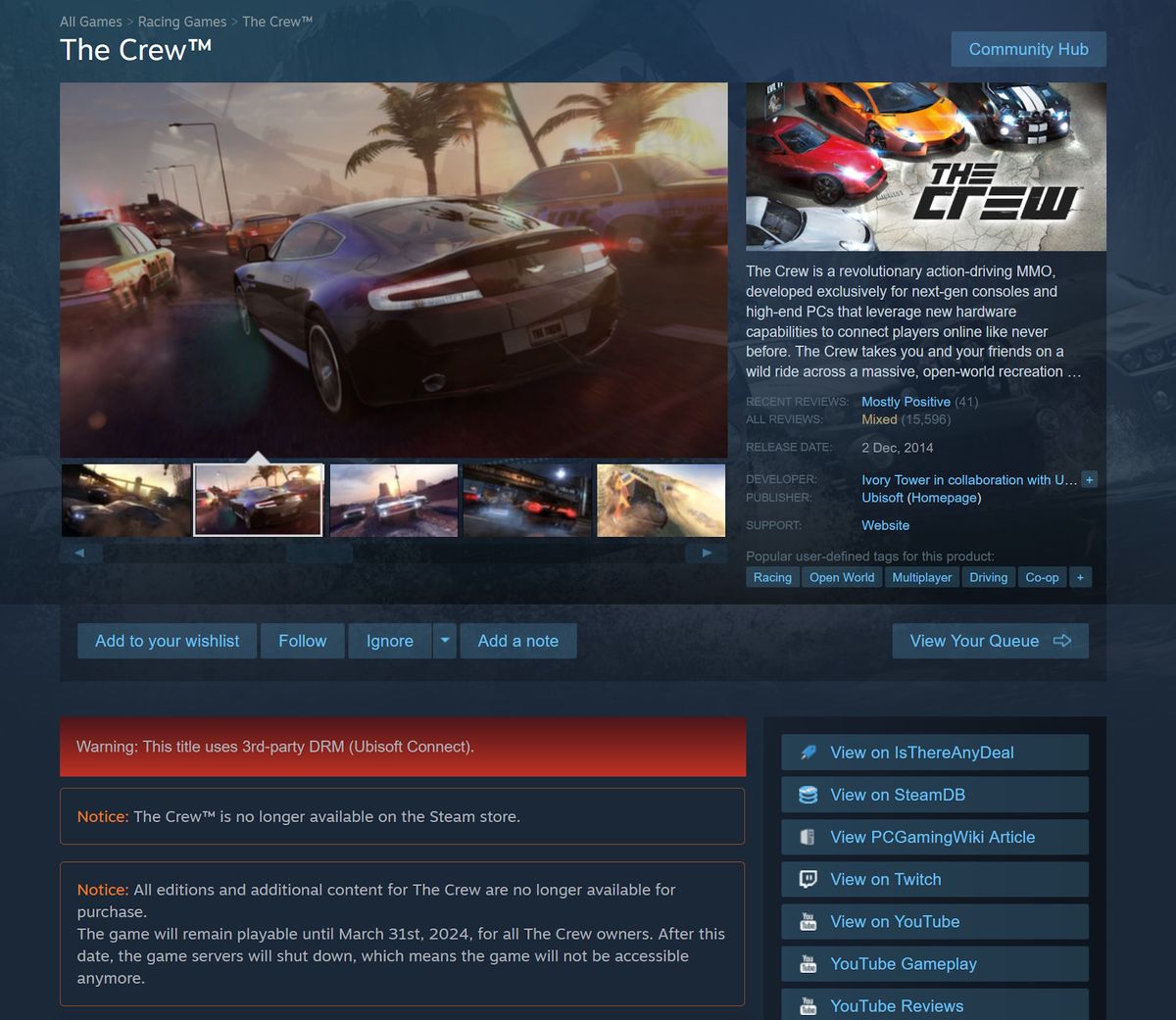The Crew removed from sale, will become unplayable after April 1: 'We ...