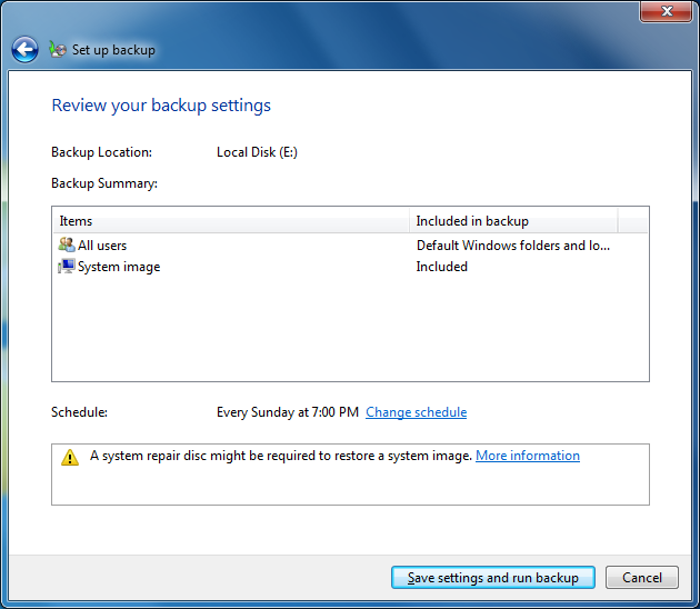 Solution 1: Windows 7 Backup... - Managing Backup: Three Software ...