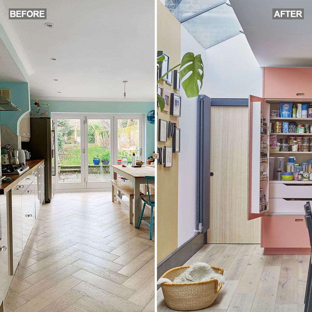 Colourful kitchen transformation: rainbow colours enliven tired space ...