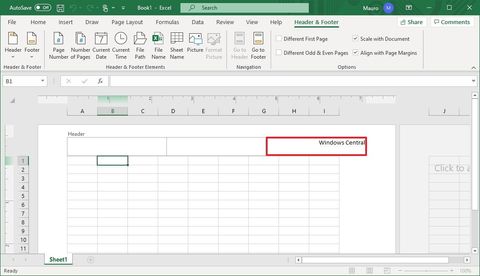 How to add a header and footer in Excel | Windows Central