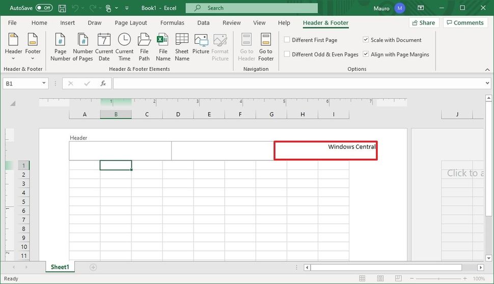 How to add a header and footer in Excel | Windows Central