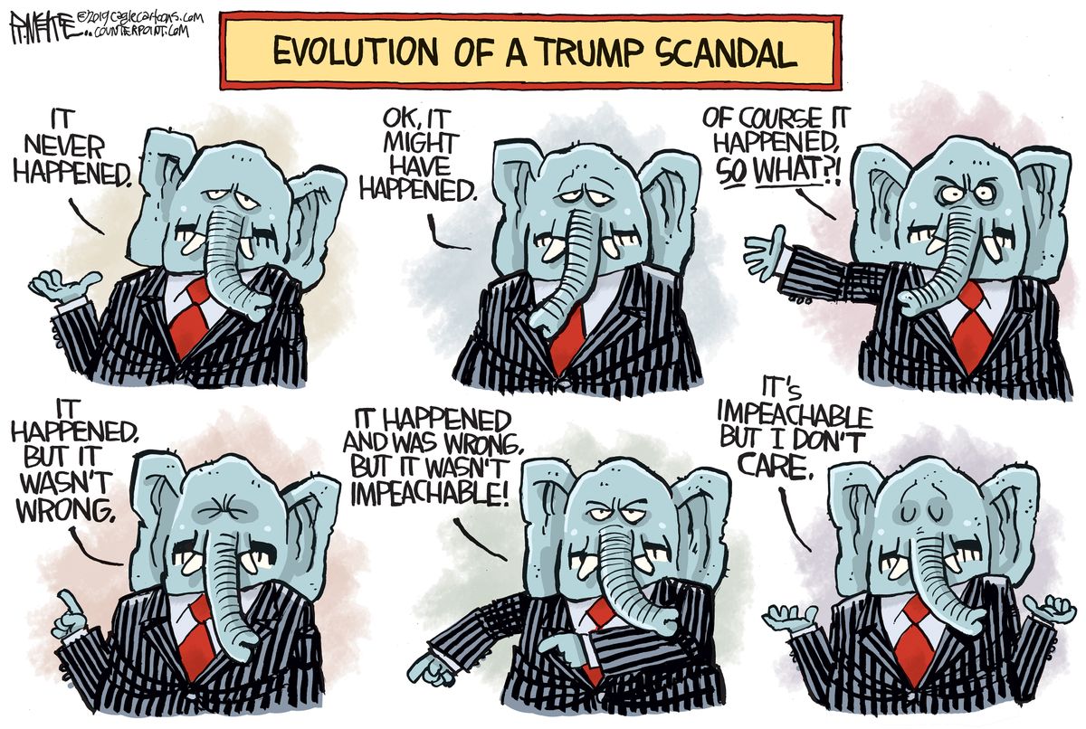 Political Cartoon U.S. GOP Evolution Of A Trump Scandal | The Week