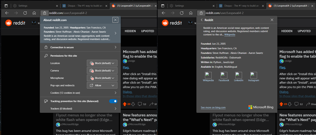 Microsoft Edge Underside pane feature incoming, 'view site information ...