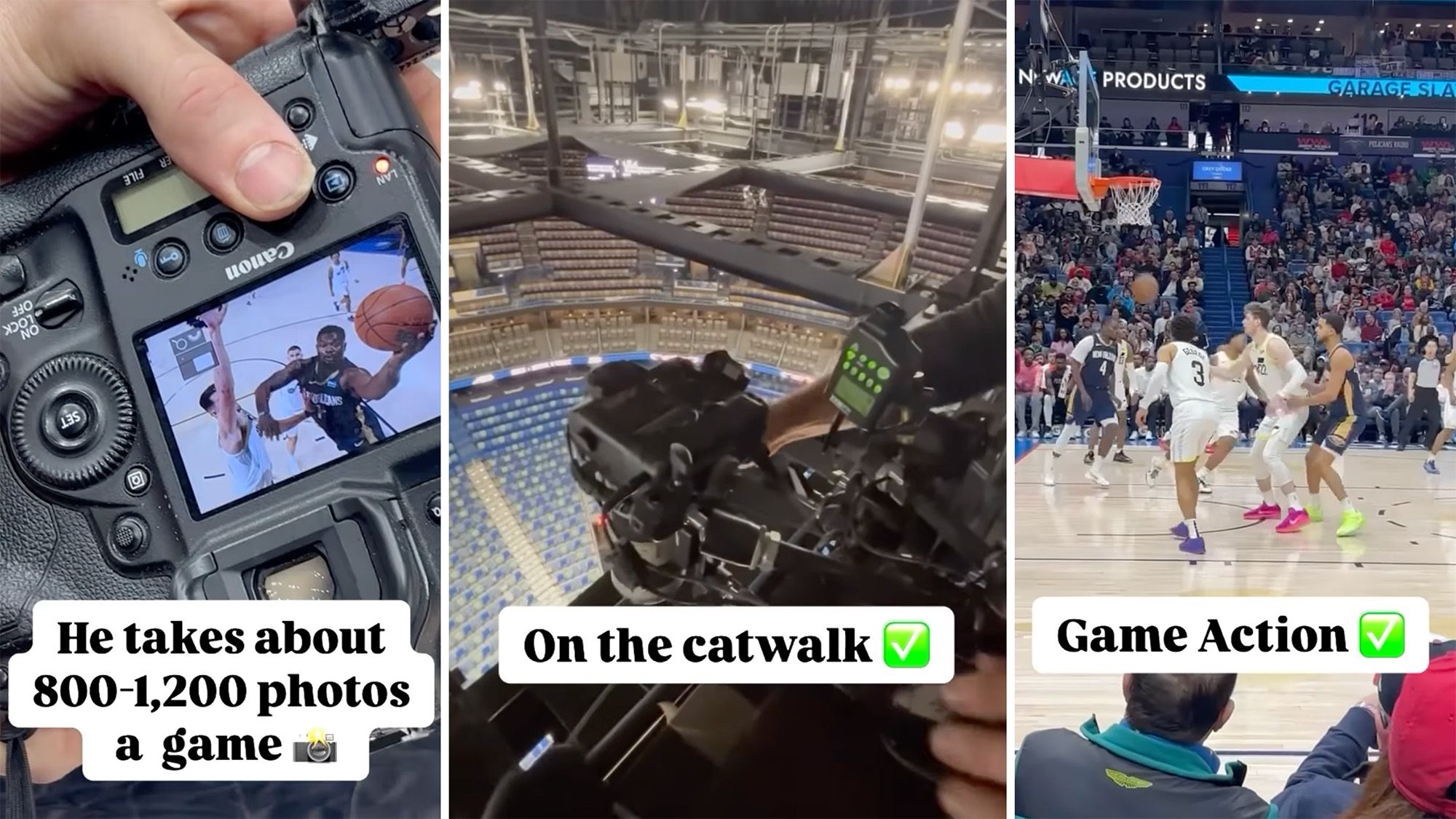 NBA photographer scales 150-foot stadium ceiling and manages 8 cameras ...