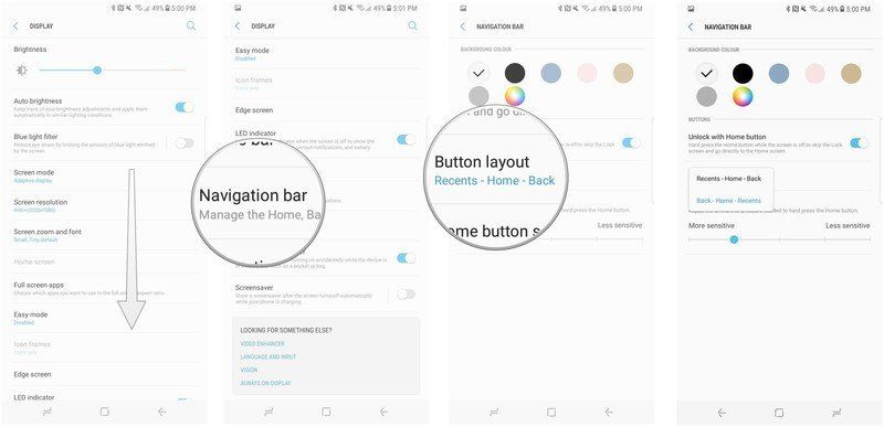 How to switch the position of the navigation buttons on the Galaxy S8 ...