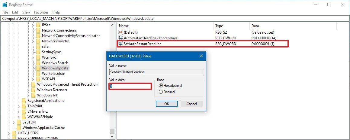 How to change the default auto-restart deadline for updates on Windows ...