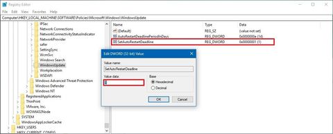 How to change the default auto-restart deadline for updates on Windows ...
