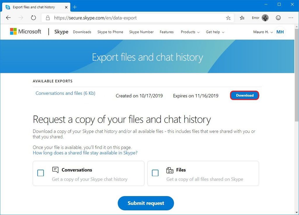 How to download a copy of your Skype chat history on Windows 10 ...