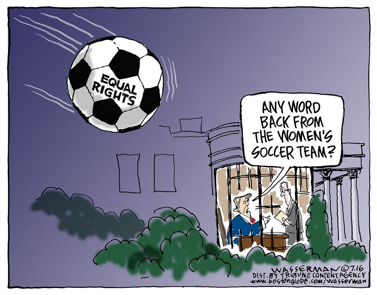 Political Cartoon USWNT White House Invitation Equal Pay Soccer Bal ...