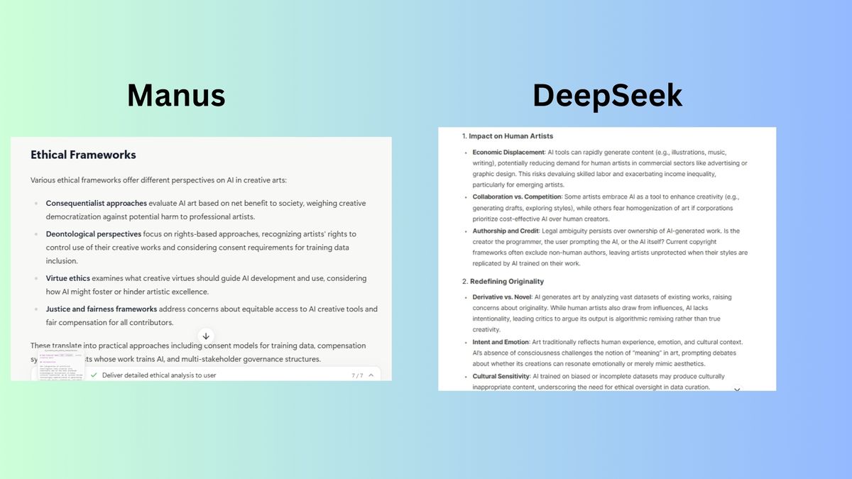 I just tested Manus vs. DeepSeek with 7 prompts from Gemini — here's ...