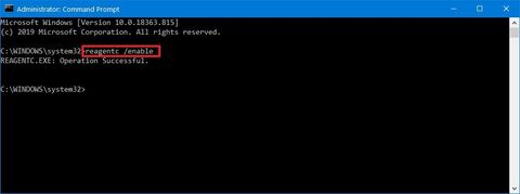 How to enable Windows Recovery Environment (WinRE) on Windows 10 ...