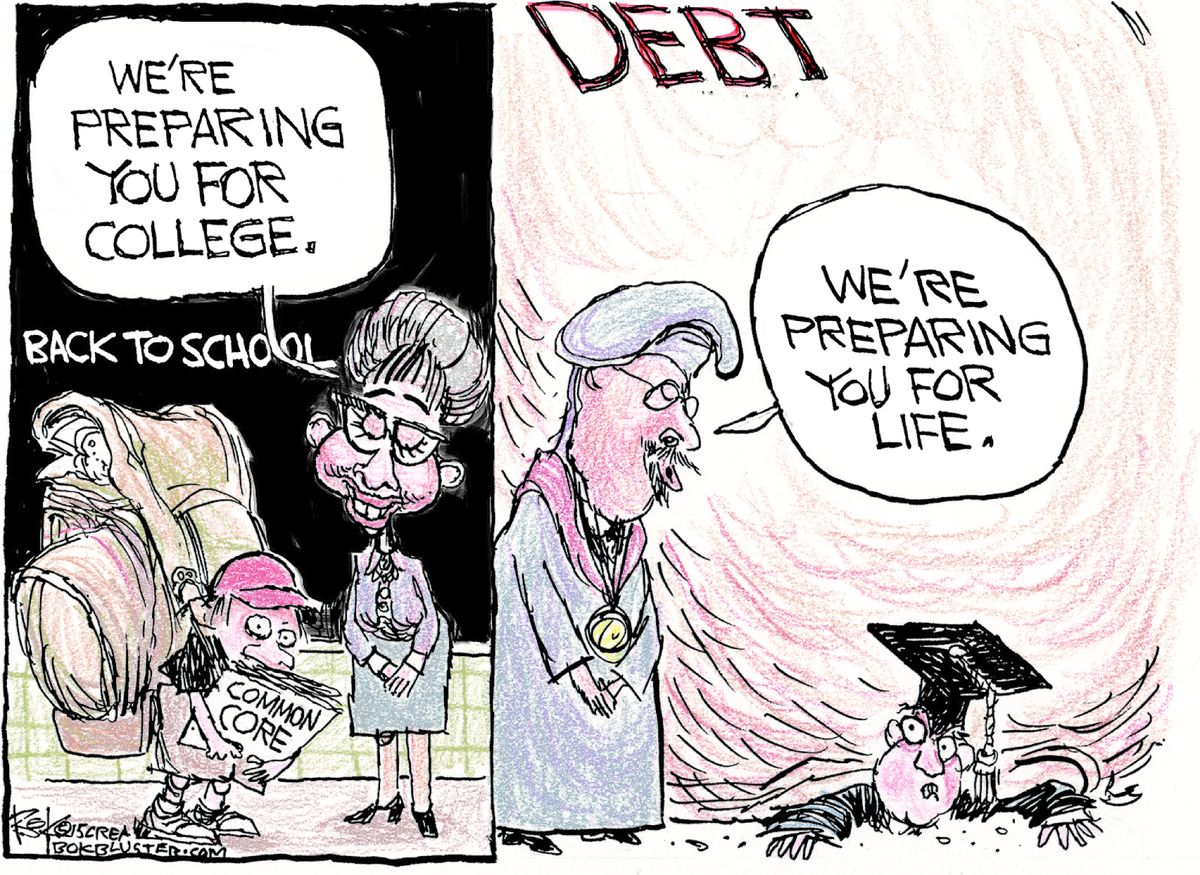 Editorial cartoon U.S. Common Core College Debt | The Week