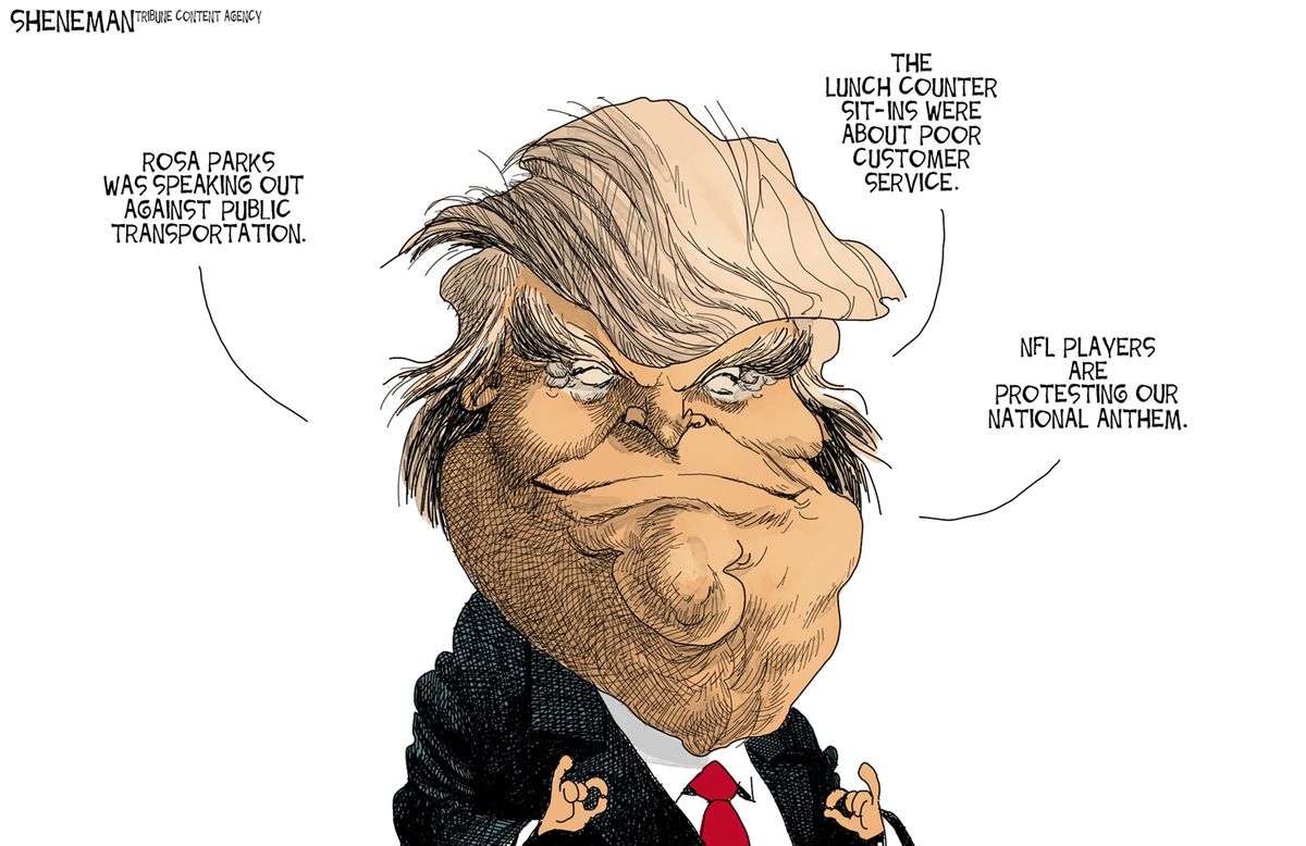 Political cartoon U.S. Trump NFL kneeling | The Week