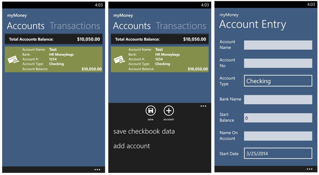 myMoney for Windows Phone 8, helping keep track of those dollars and ...