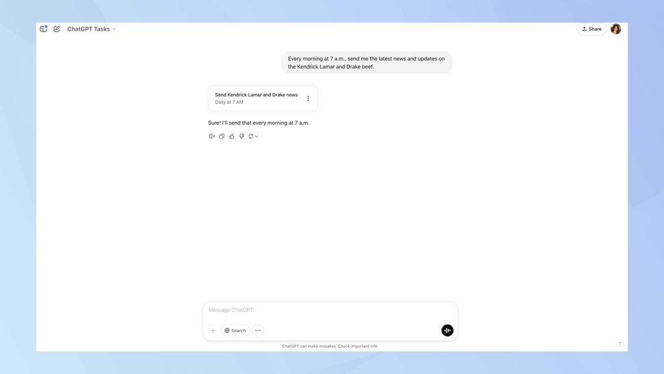 ChatGPT Tasks is a game changer — 5 prompts to try first | Tom's Guide