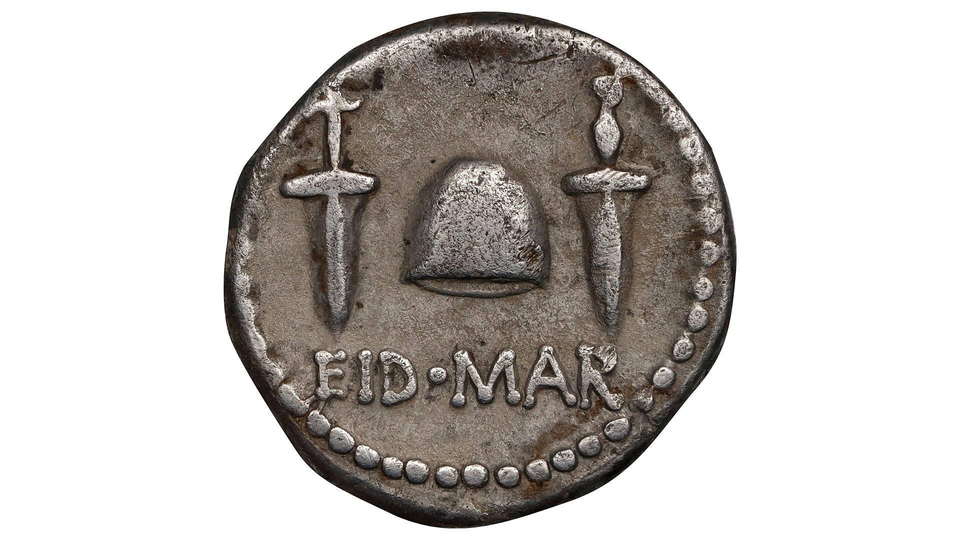 Rare 'Ides of March' dagger coin minted by Brutus after Julius Caesar's ...