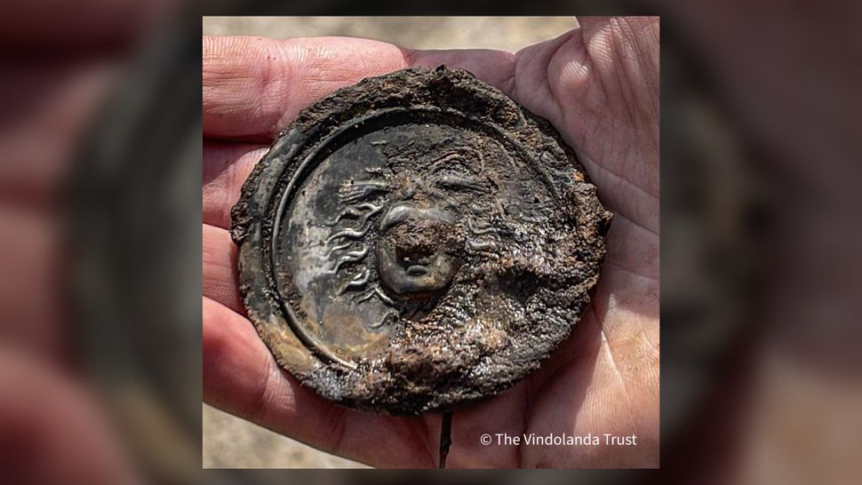 Silver medal featuring winged Medusa discovered at Roman fort near ...