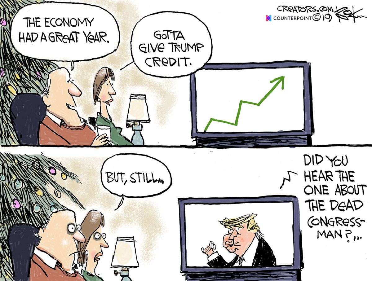 Political cartoon U.S. Trump economy credit | The Week
