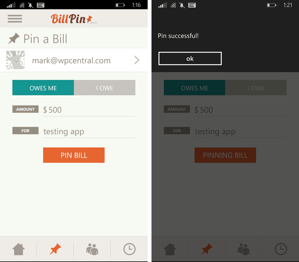 BillPin is now at the Windows Phone Store to make it easier to split ...