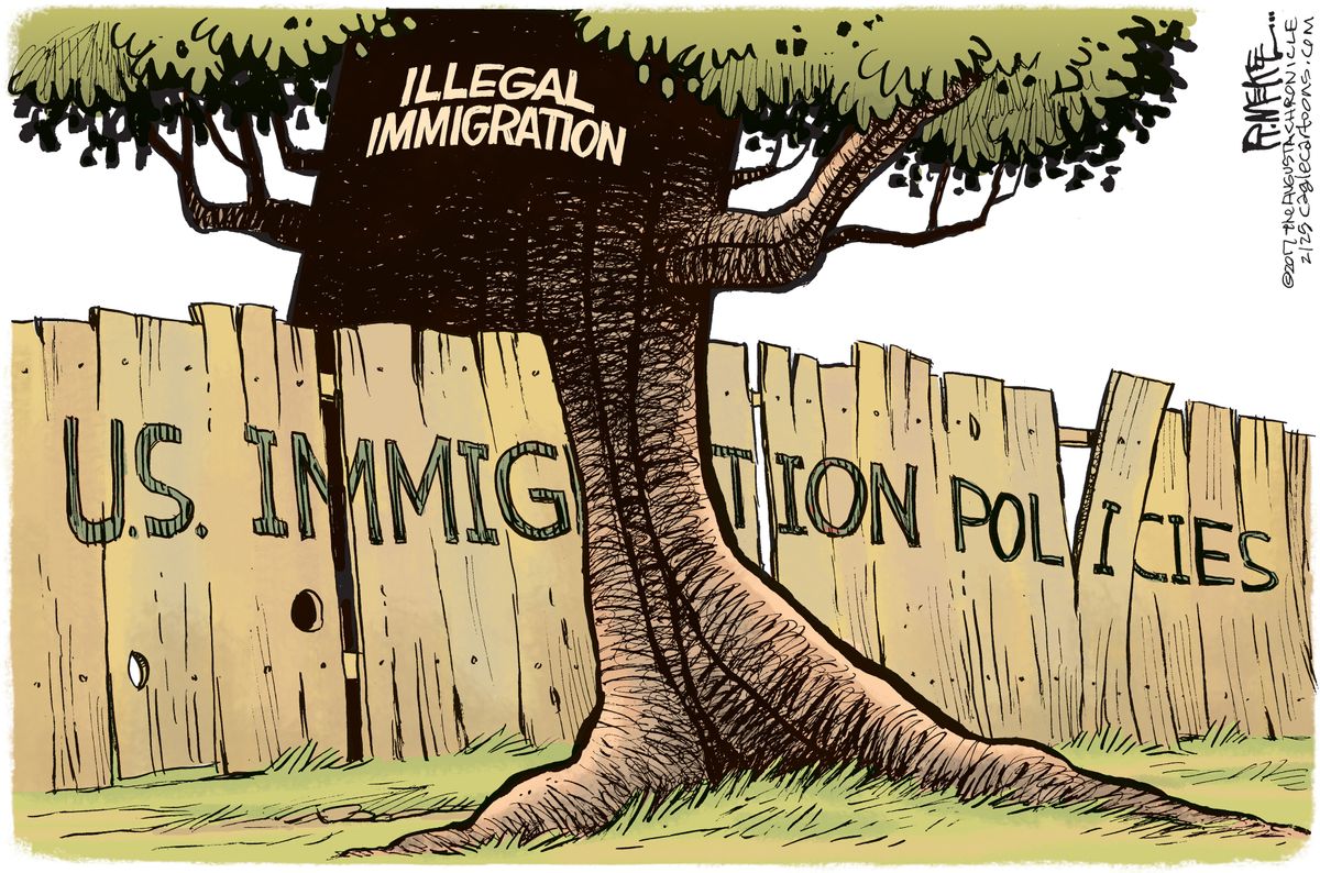 Political Cartoon U.S. Illegal immigration undocumented immigrants ...
