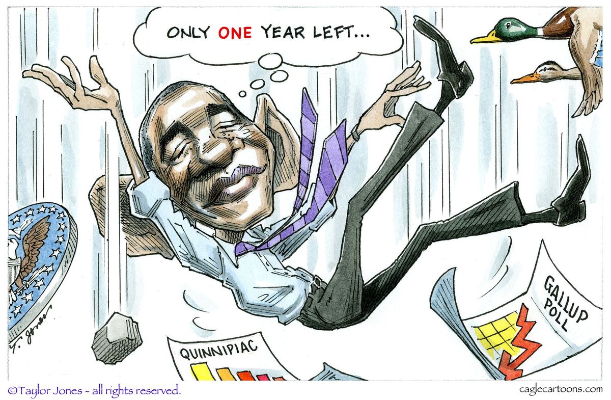 Obama cartoon U.S. One Year Left | The Week