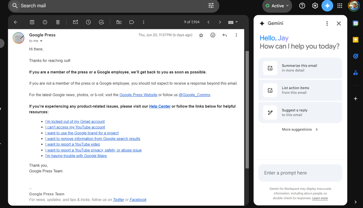 Google Gemini is now in Gmail to write summaries and craft replies on ...