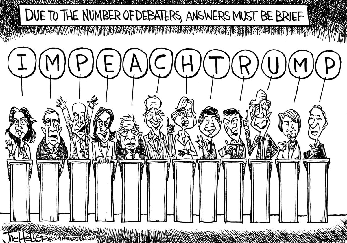 Political Cartoon U.S. Democratic Debate Talk Impeach Trump | The Week