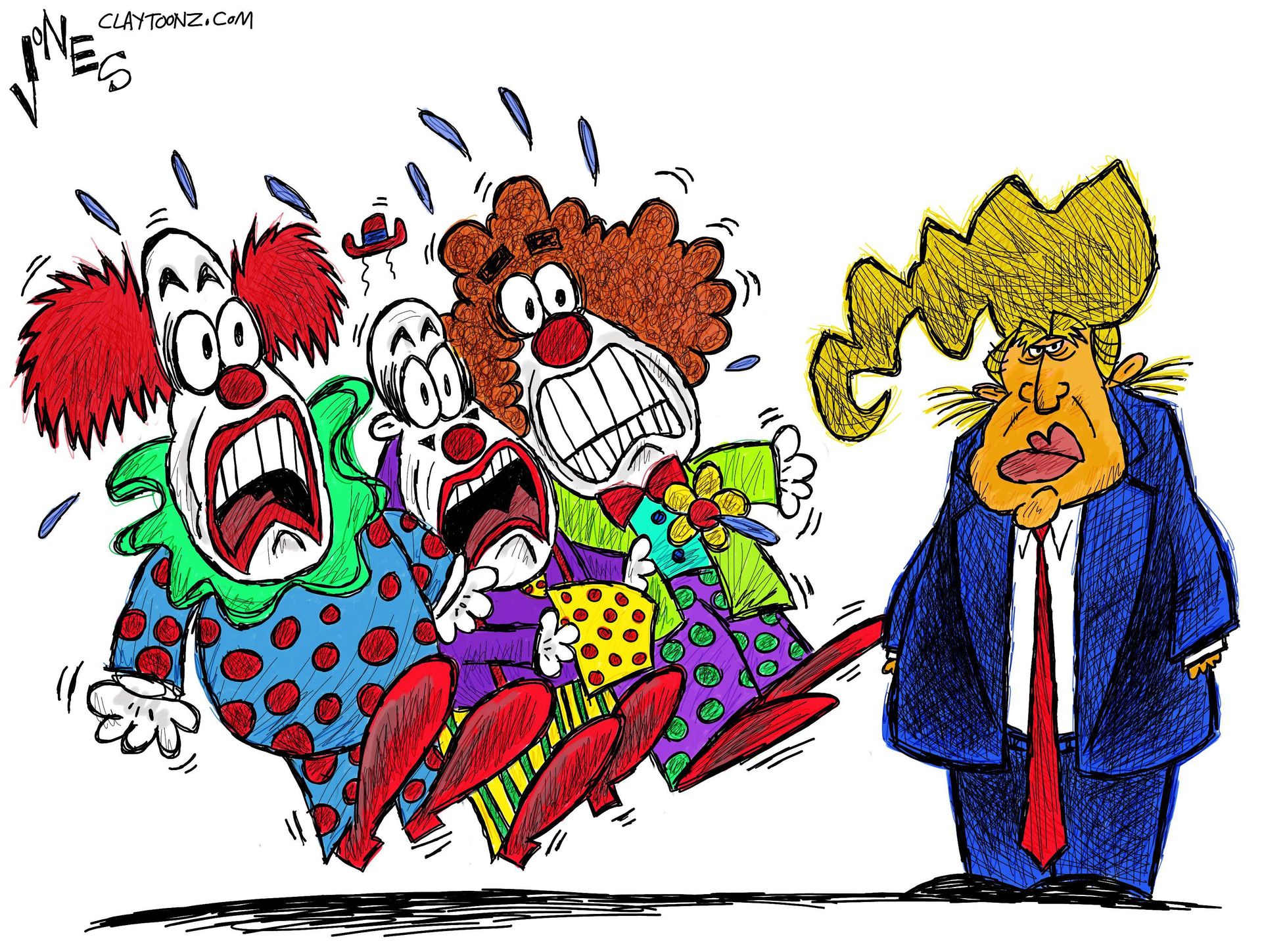 Political cartoon U.S. Donald Trump creepy clowns | The Week