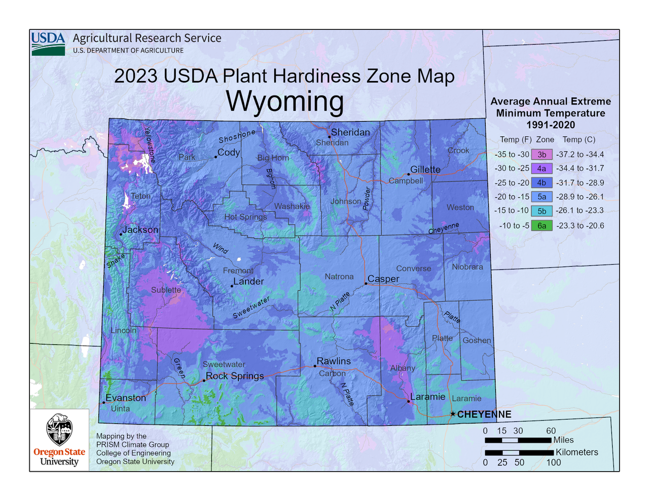 Map Of USDA Plant Growing Zones In Wyoming | Gardening Know How