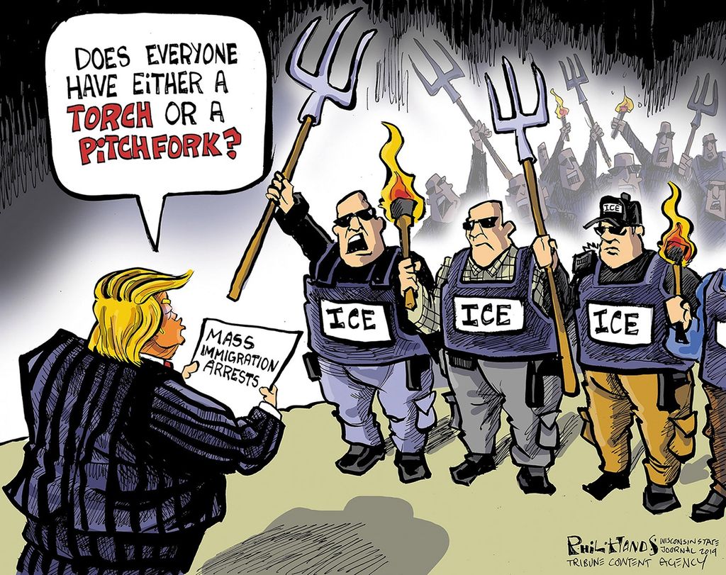 Political Cartoon U.S. Trump ICE Mob Torch and Pitchfork | The Week
