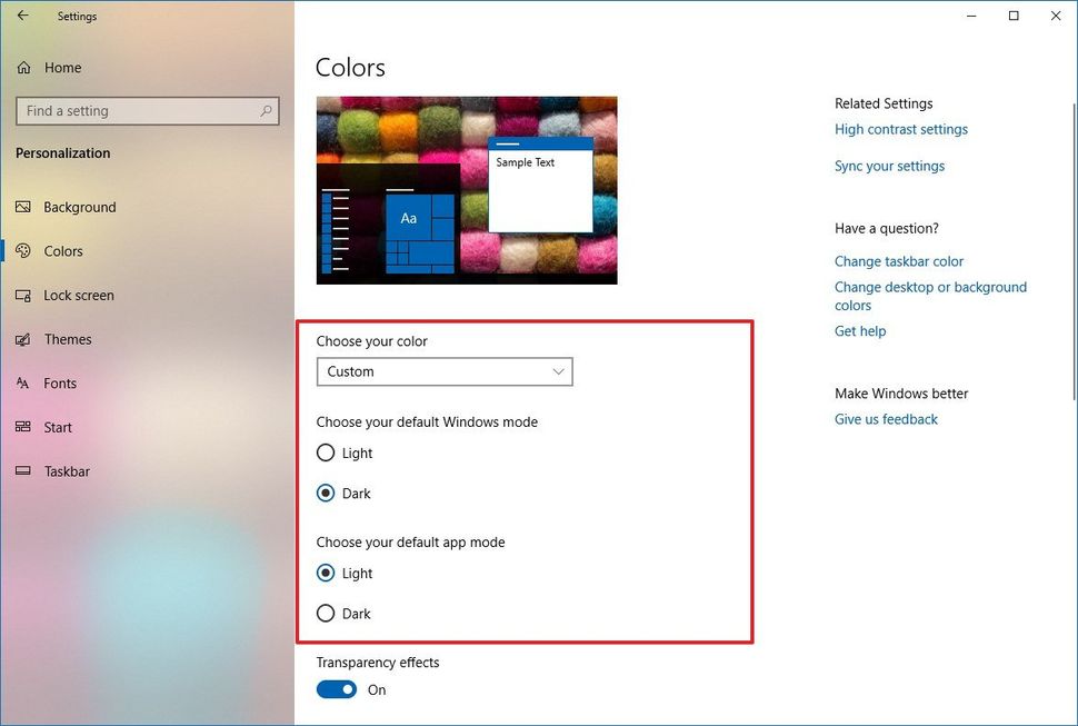 How to change color modes on the Windows 10 May 2019 Update | Windows ...