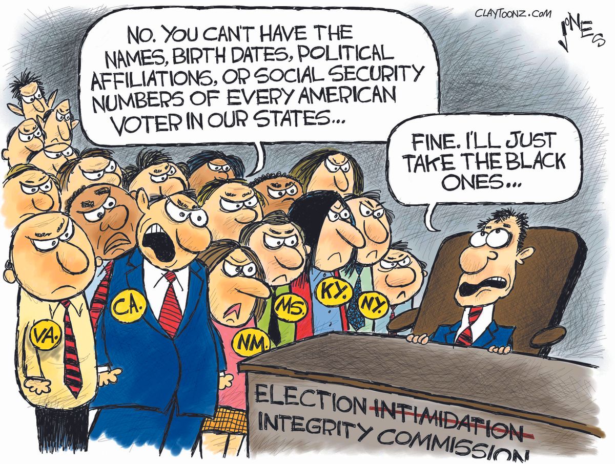 Political cartoon U.S. Trump election commission voter data fraud | The ...