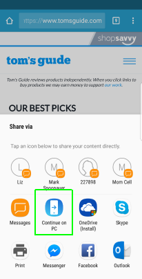 How to Send Web Pages From Your Android Phone to Windows 10 | Laptop Mag