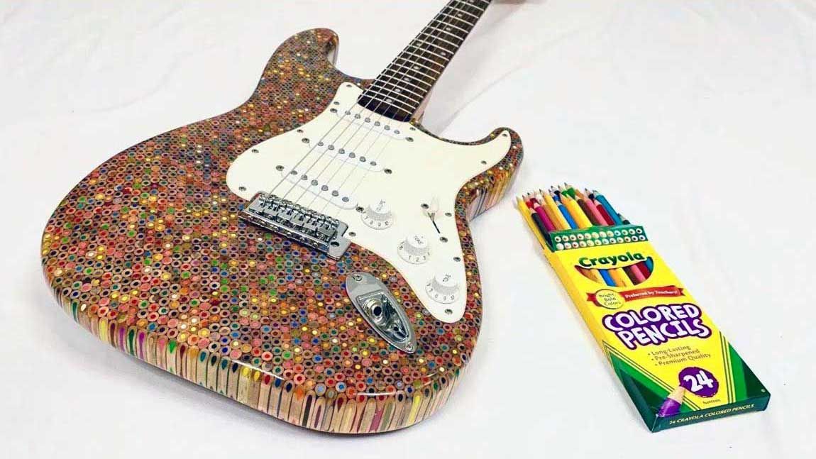 This eye-catching Strat is built out of 1,200 coloured pencils | MusicRadar