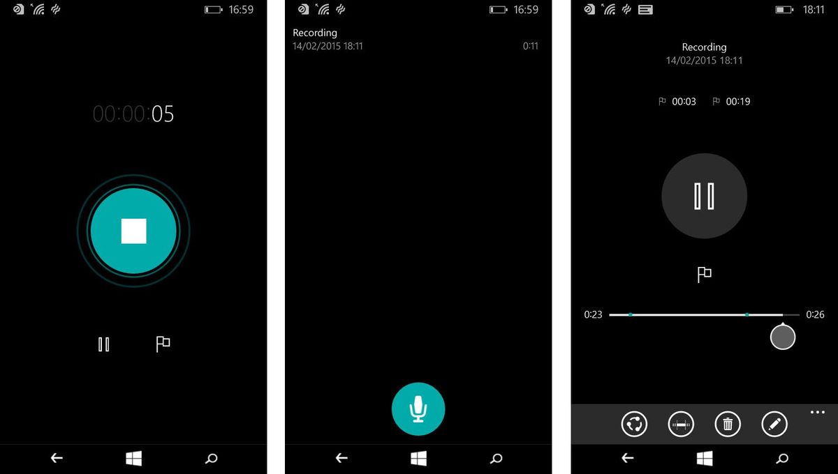 The Sound Recorder app in Windows 10 for phones is minimal, but ...