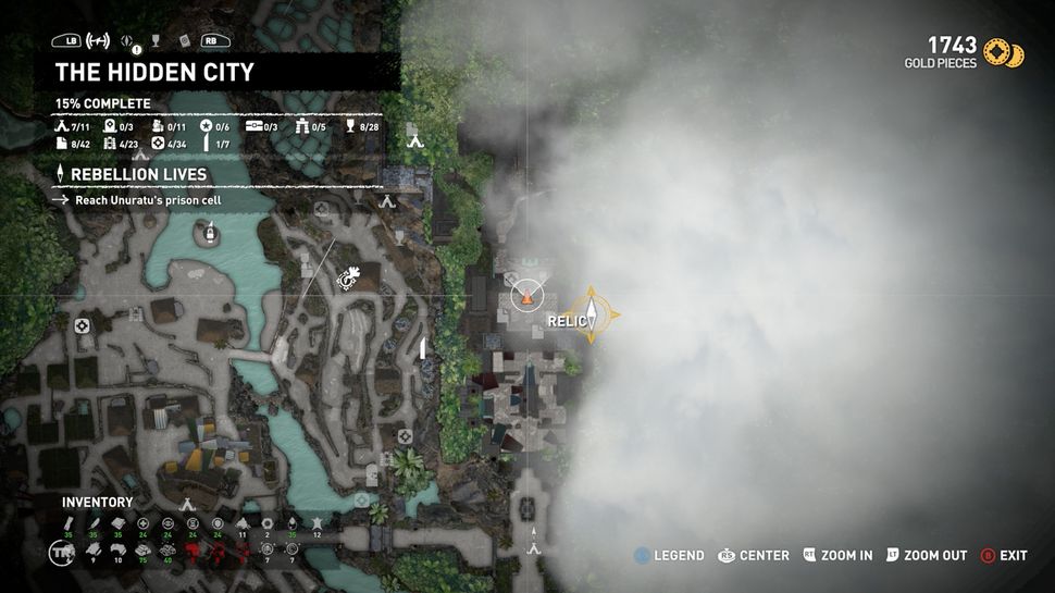 The Hidden City relics, map and backpack locations - Complete Shadow of ...