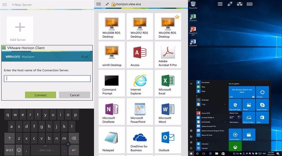 VMware Horizon Client app for Windows 10 PC and Mobile runs virtual ...