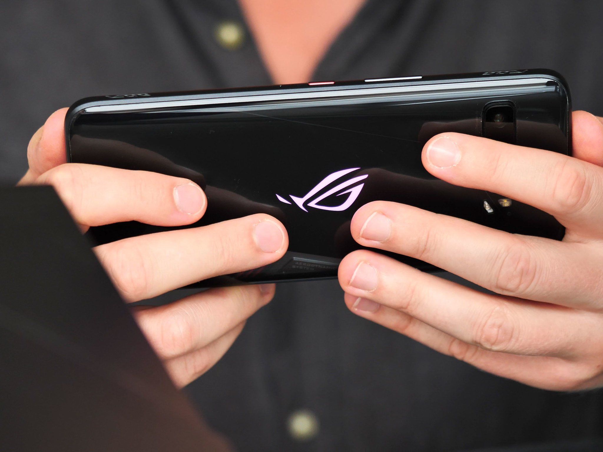 The upcoming ASUS ROG Phone is shown on video with a rear display ...