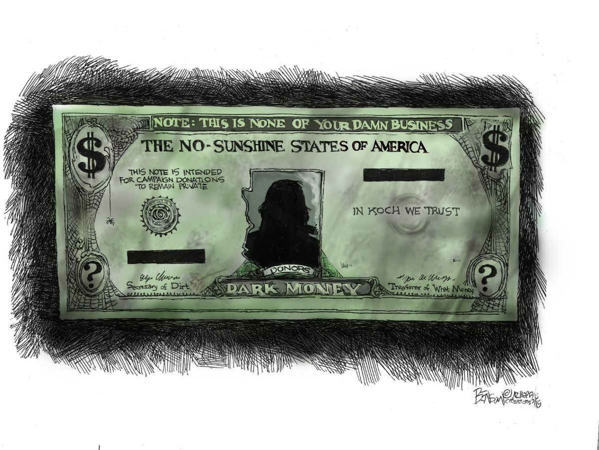 Political cartoon U.S. Dark money elections Koch brothers | The Week