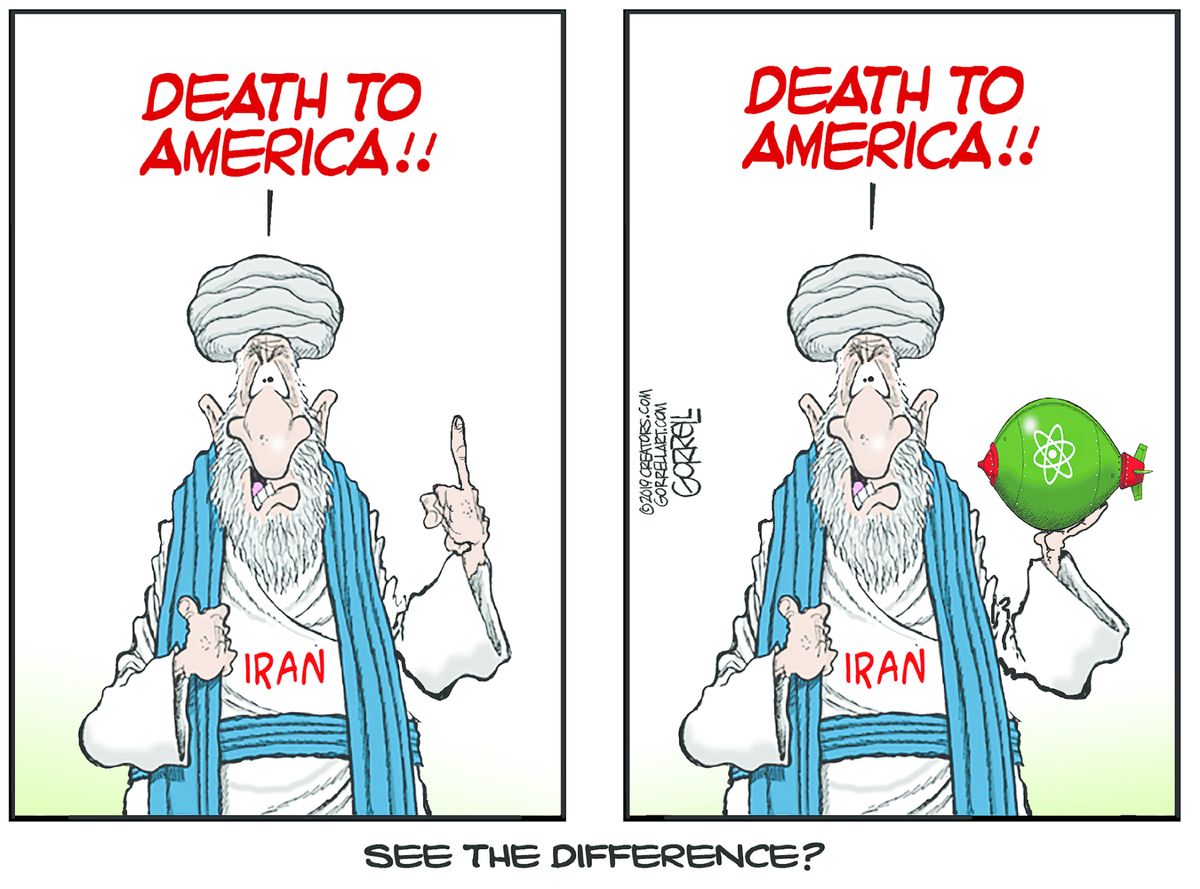 Political Cartoon U.S. Iran Rouhani Death to America Nuclear Weapons ...