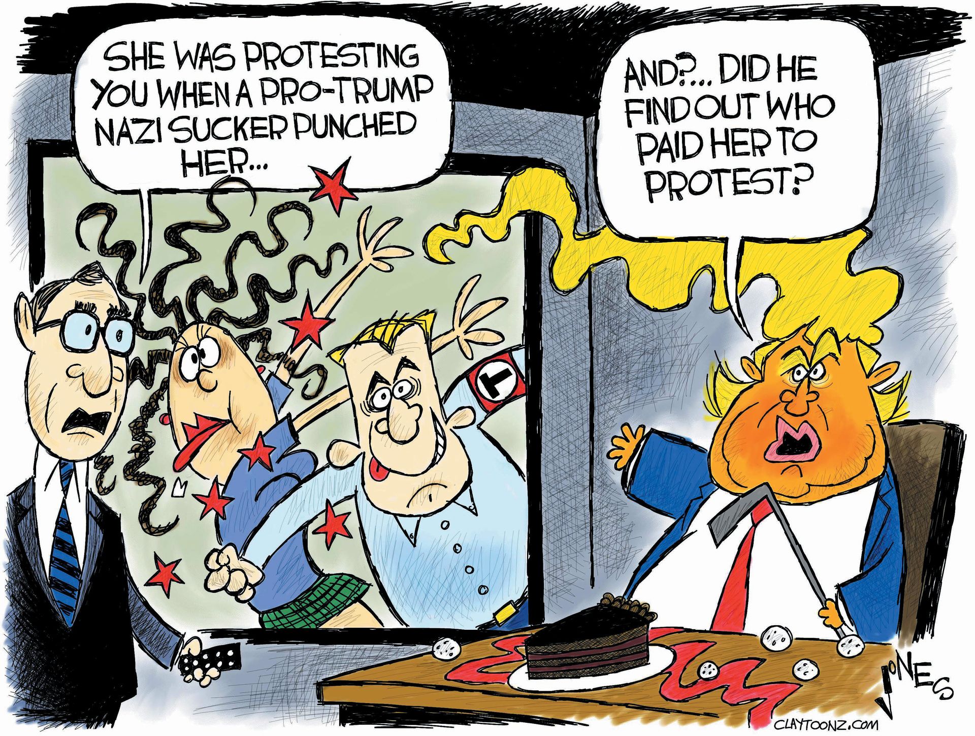 Political Cartoon U.S. Trump Protest Berkeley Paid Protestors | The Week