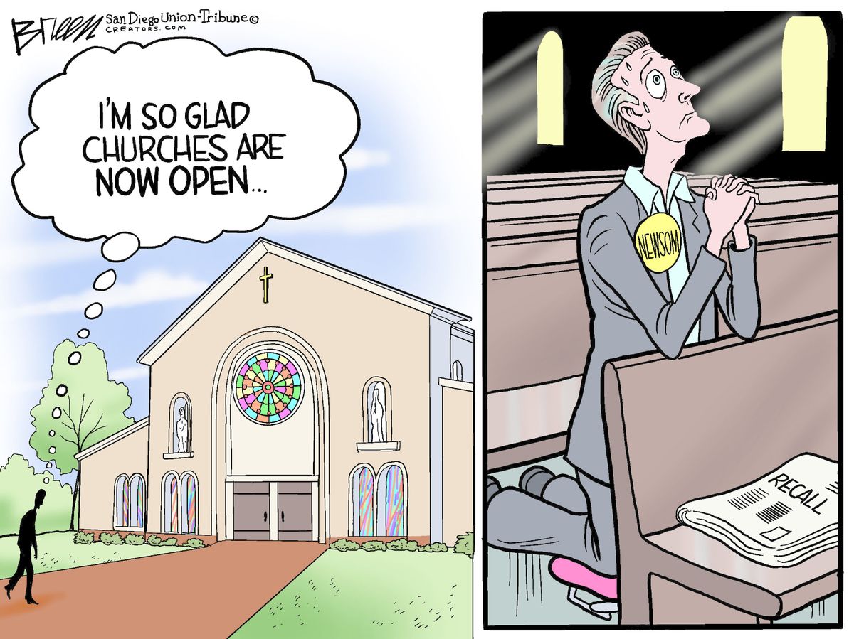 Political Cartoon U.S. gavin newsom recall church | The Week