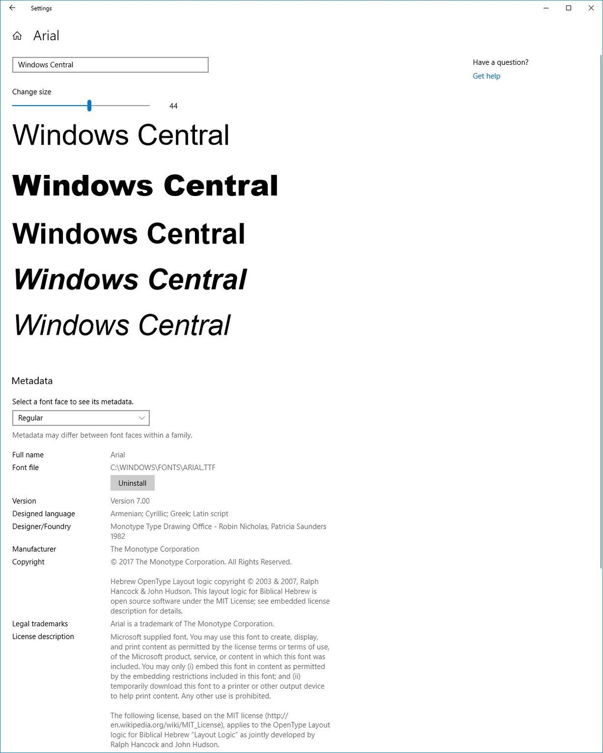 How to manage Fonts settings on the Windows 10 April 2018 Update ...