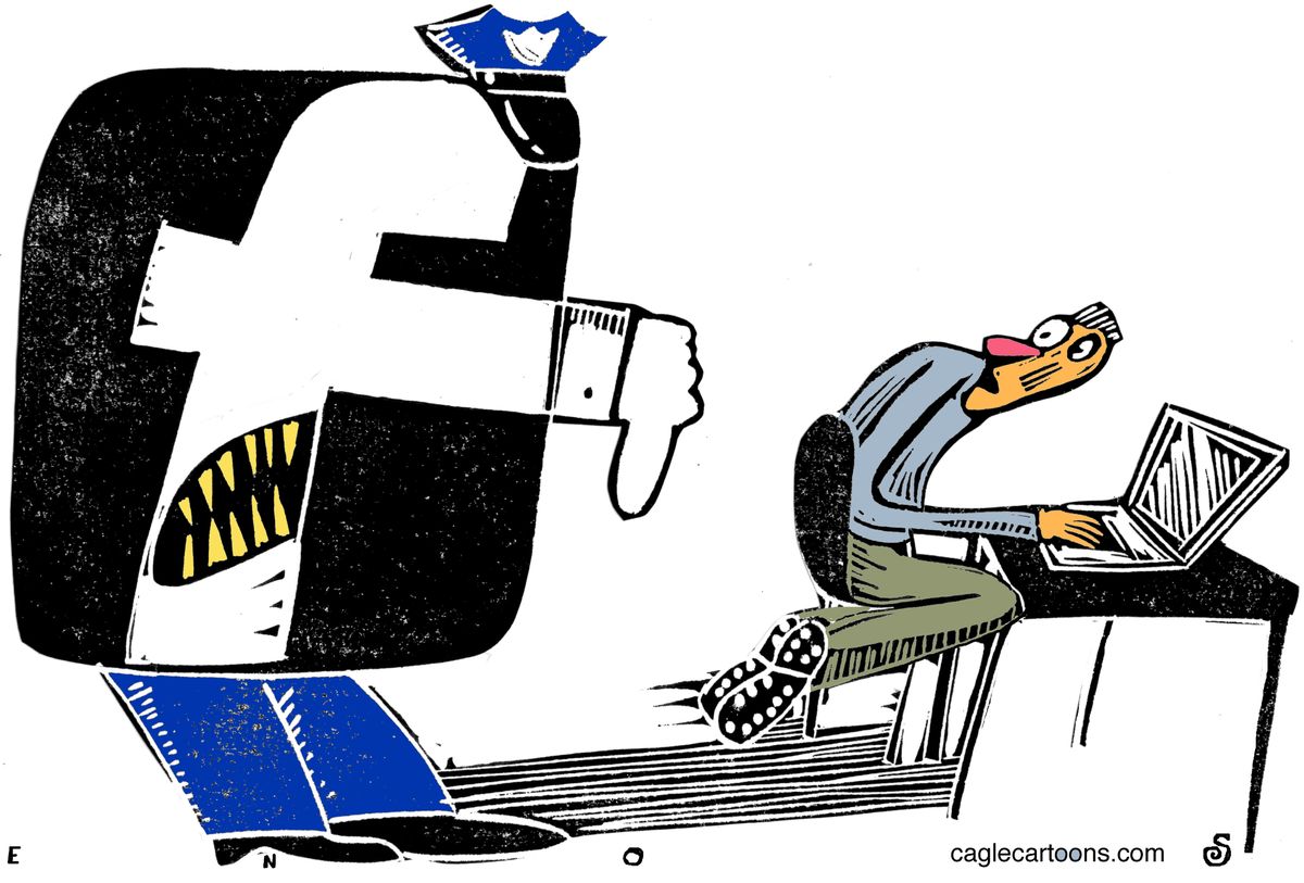 Editorial cartoon U.S. Facebook censorship | The Week