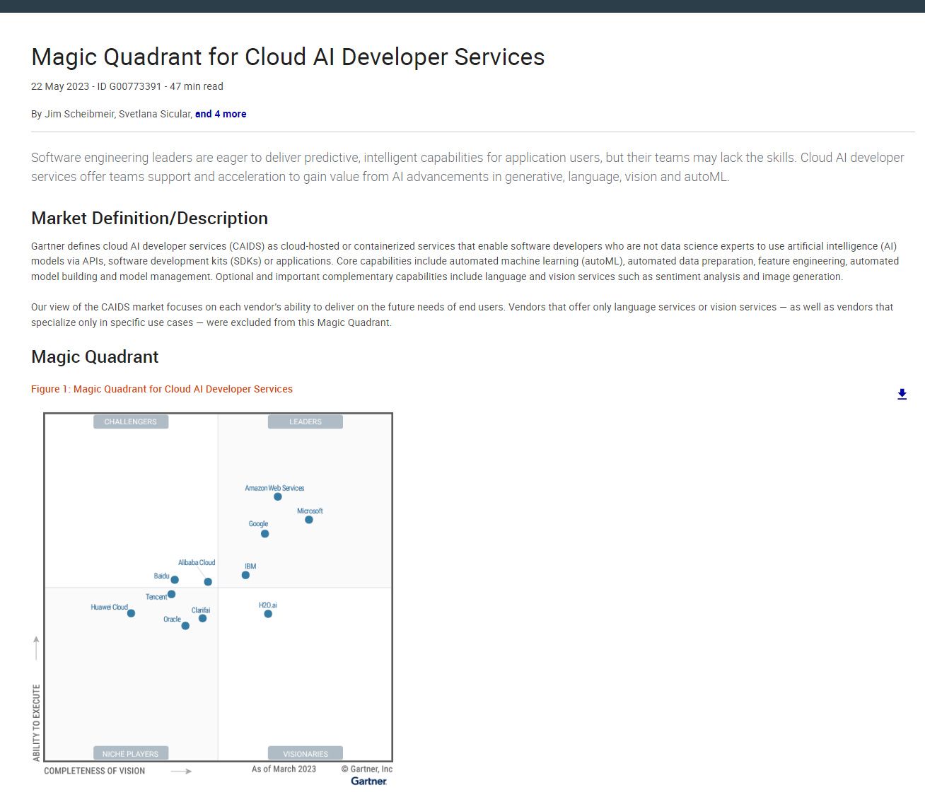 Magic Quadrant for Cloud AI Developer Services | IT Pro