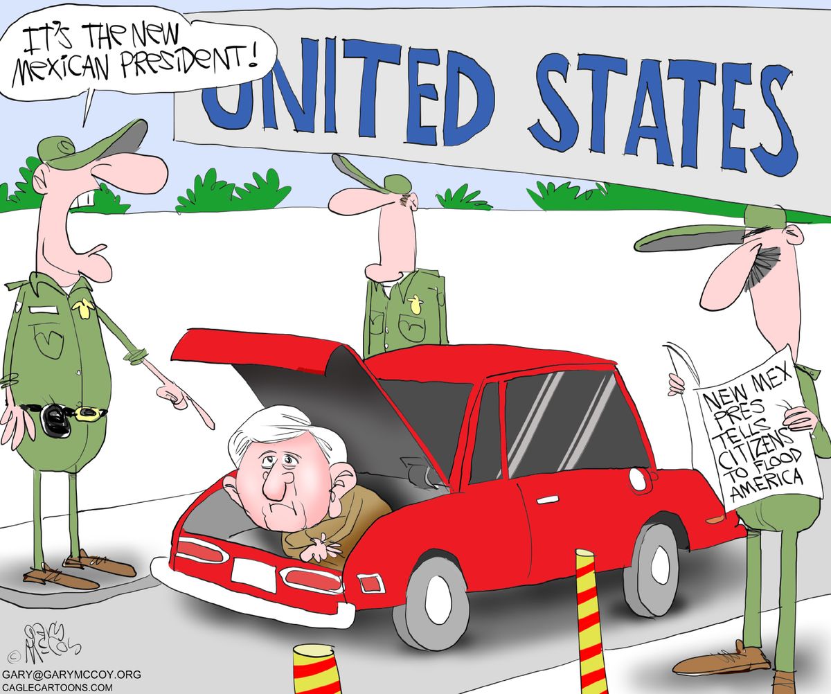 Political cartoon U.S. Mexico Andres Manuel Lopez Obrador immigration ...