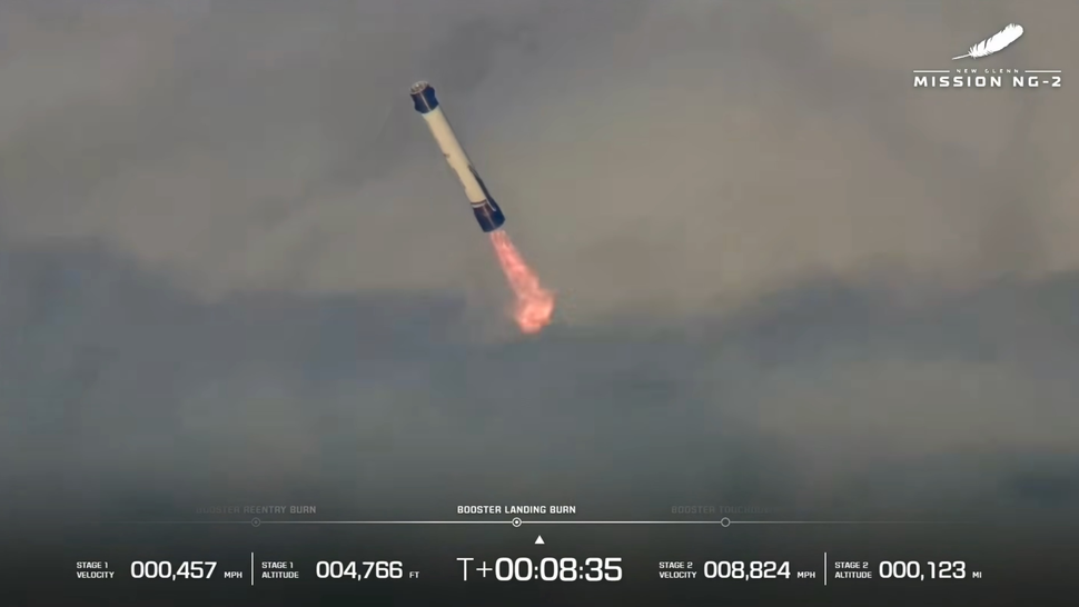 Blue Origin lands huge New Glenn rocket booster for 1st time after ...