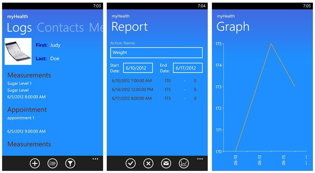 myHealth for Windows Phone 8, tracking and organizing your medical ...
